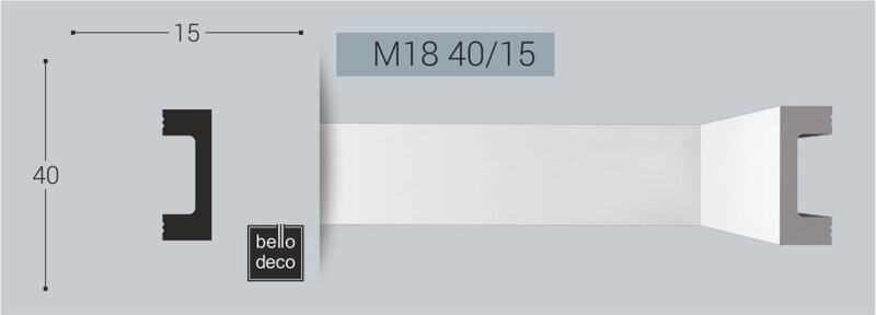 Молдинг BelloDeco М-18 40/15, 1шт (длина 2м)