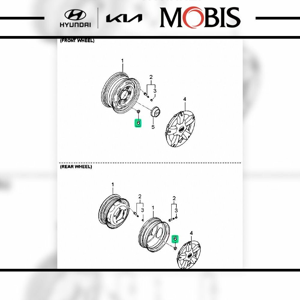 Гайка 10шт. для KIA Bongo-3, K2500 / арт. 0K62126161 / бренд MOBIS