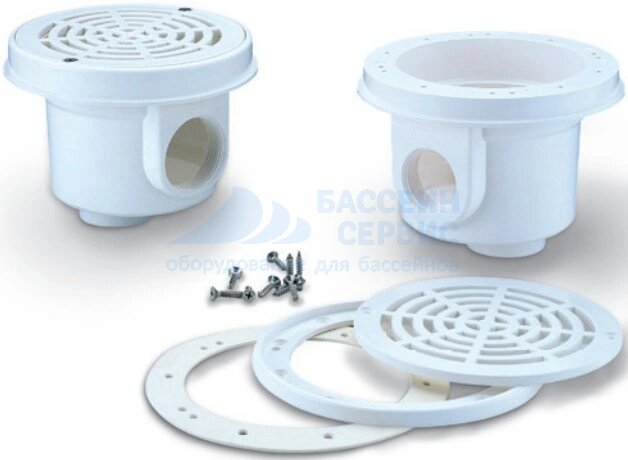 Донный слив 13 м3/ч, круглый из ABS-пластика под пленку 2" ВР (IML), цена - за 1 шт