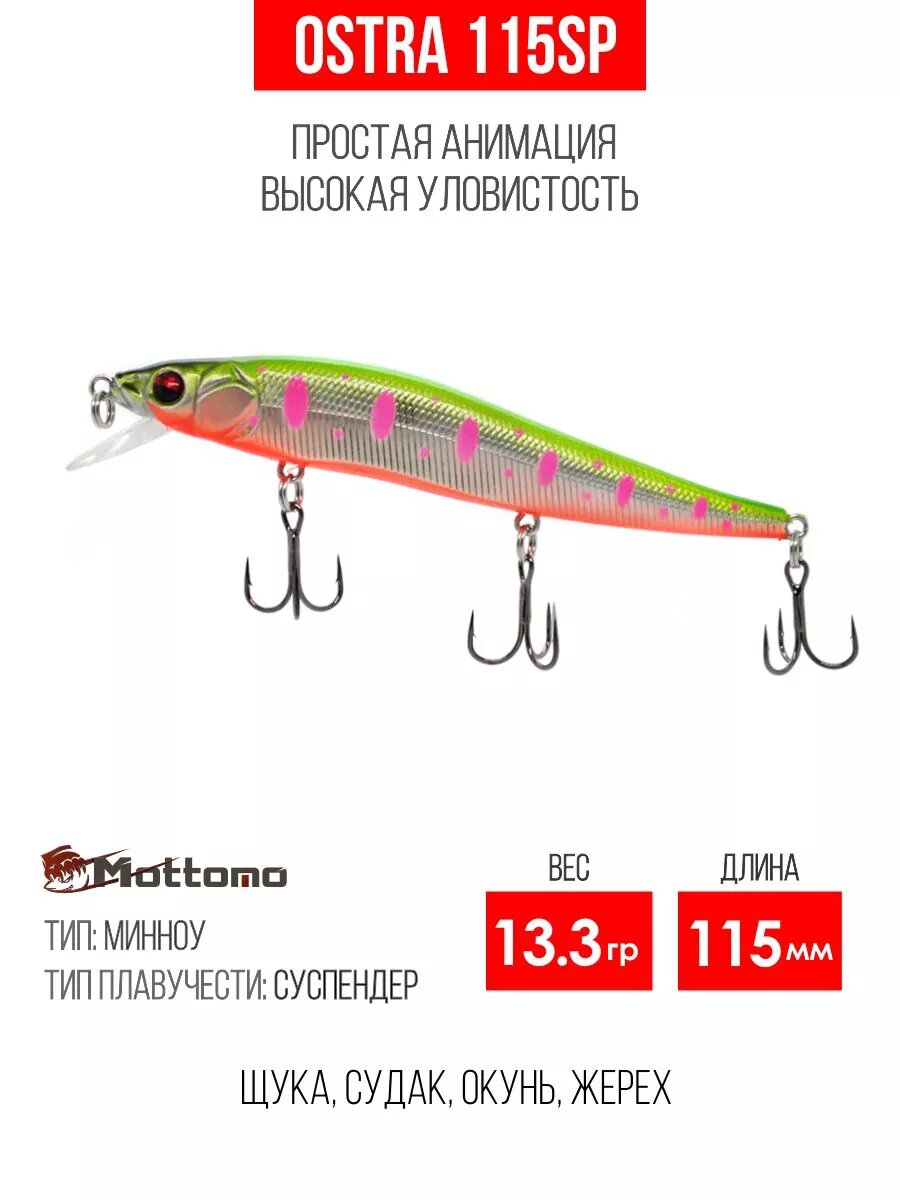 Воблер для рыбалки Ostra 115SP 13.3g приманка минноу на щуку