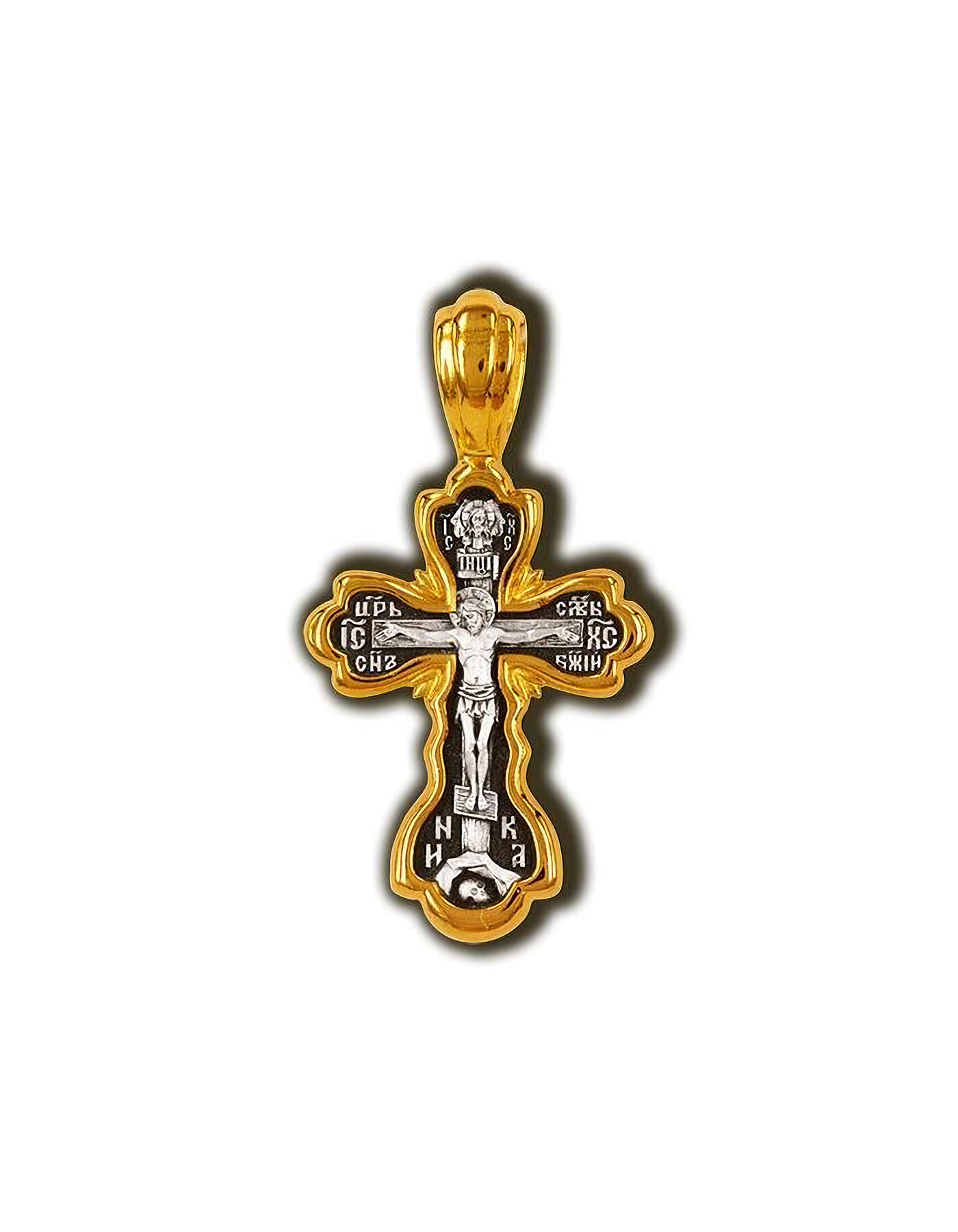 Крестик, серебро, 925 проба, золочение