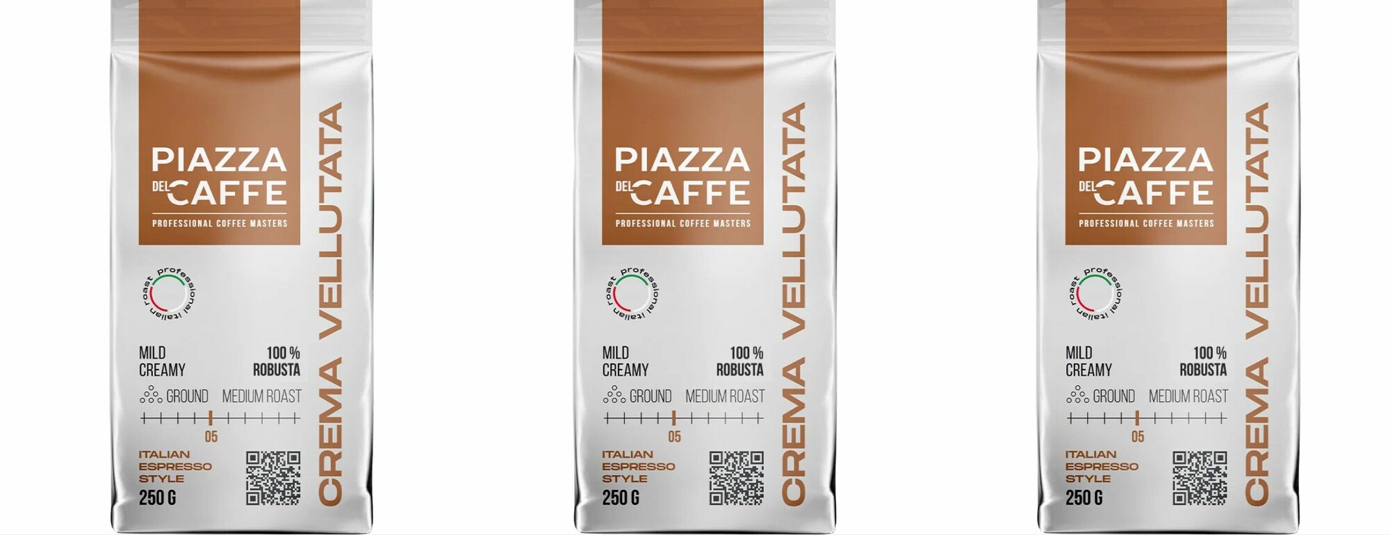 Piazza del Caffe Кофе Крема Велютата, 250 г, 3 шт