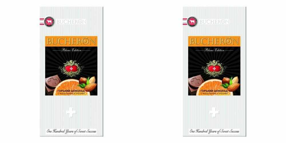 Bucheron Шоколад горький Blanc Edition, с Апельсином и Орехами, 85 г, 2 шт