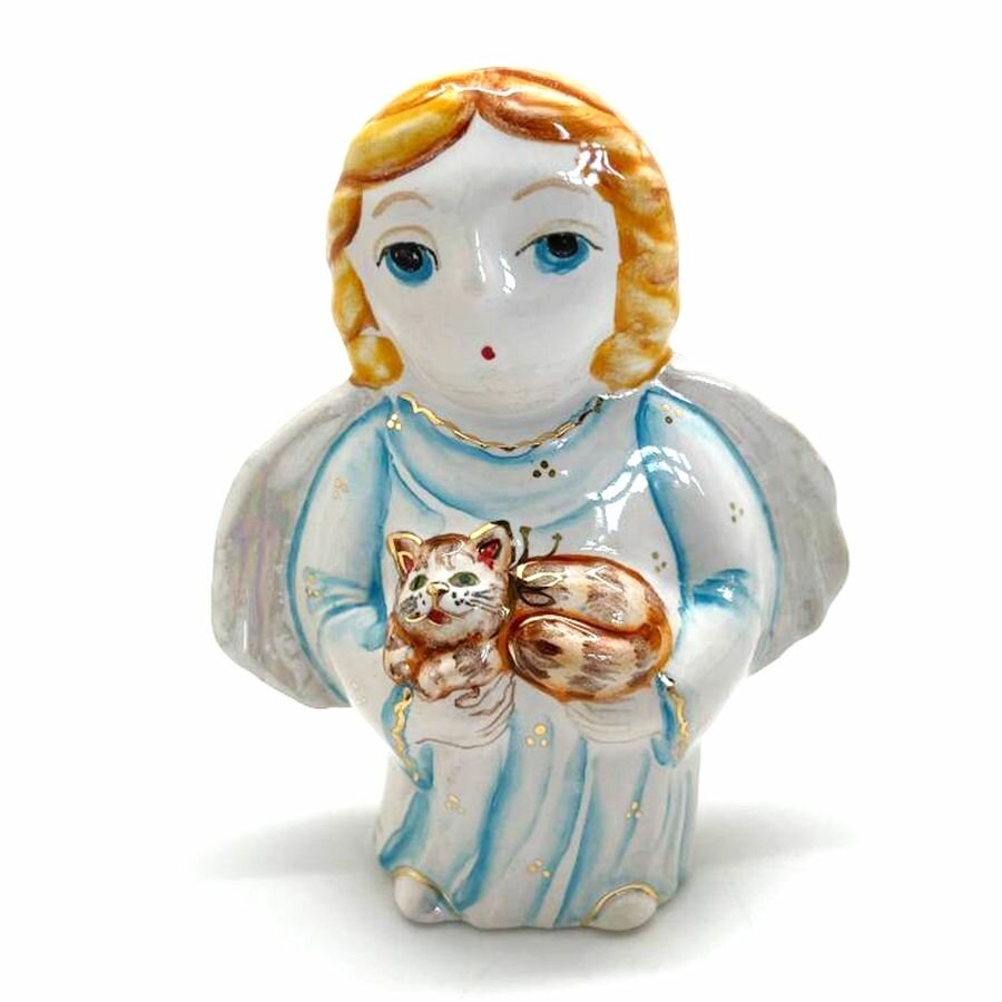 Фарфоровая эксклюзивная интерьерная фигурка Ангел-1 с котом Sr-AH-104