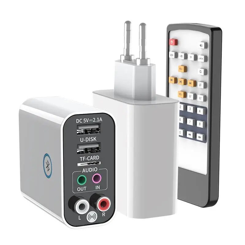 Беспроводной Bluetooth 5.0 адаптер с USB, TF-Card, Audio Out, EU Plug White