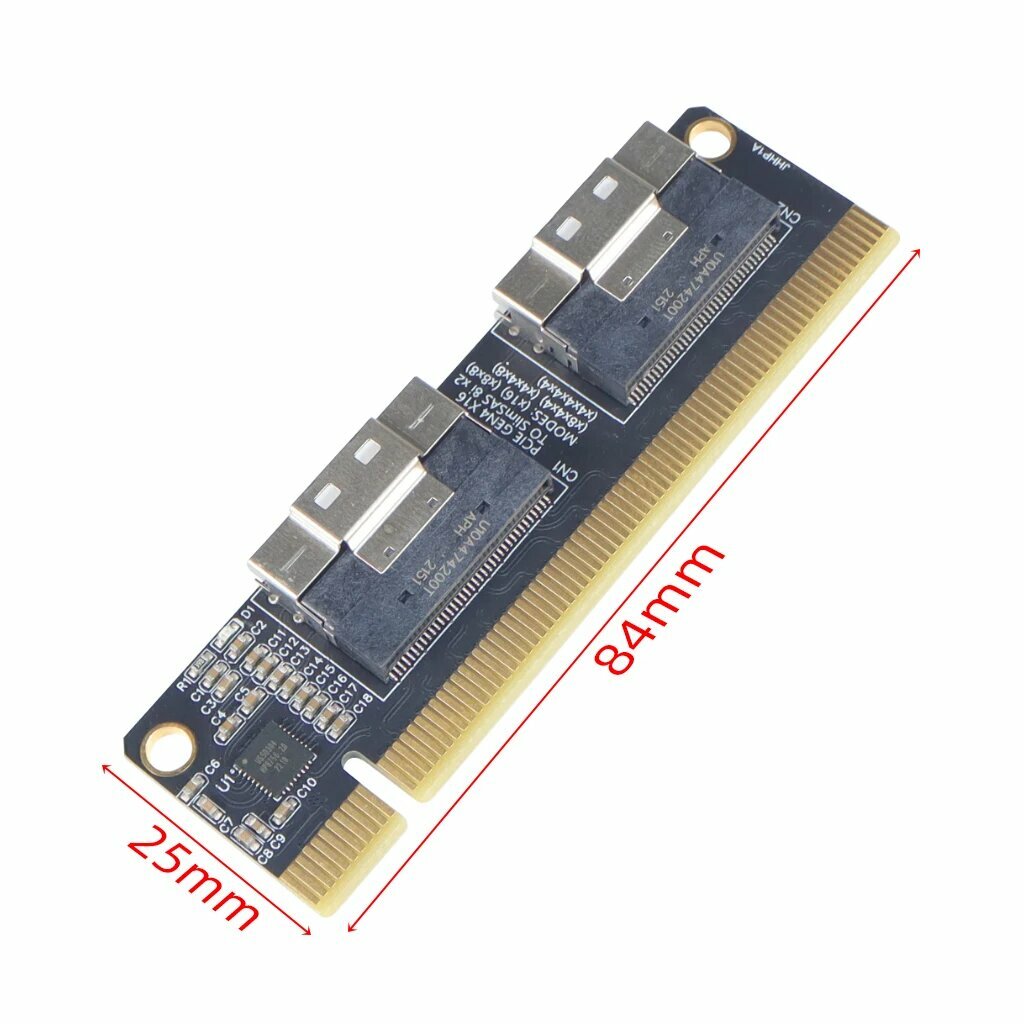 ADTLink Адаптер PCI-E 3.0 16x к SlimSAS 8i x2 PCIe3.0 x16 to 4Port