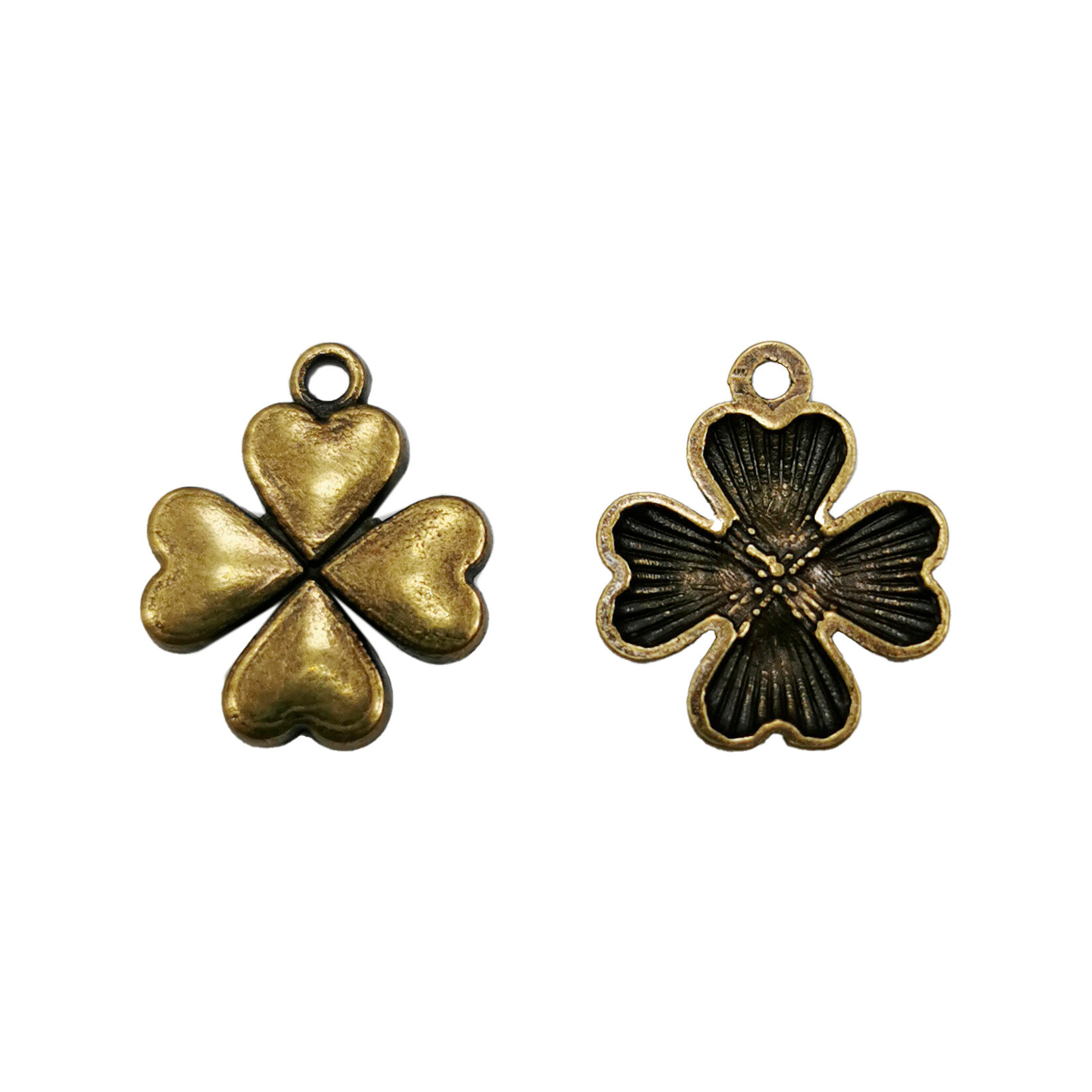 Подвеска, 21х17мм, лист клевера, базовый материал - цинковый сплав, бронзовый, 5 шт.