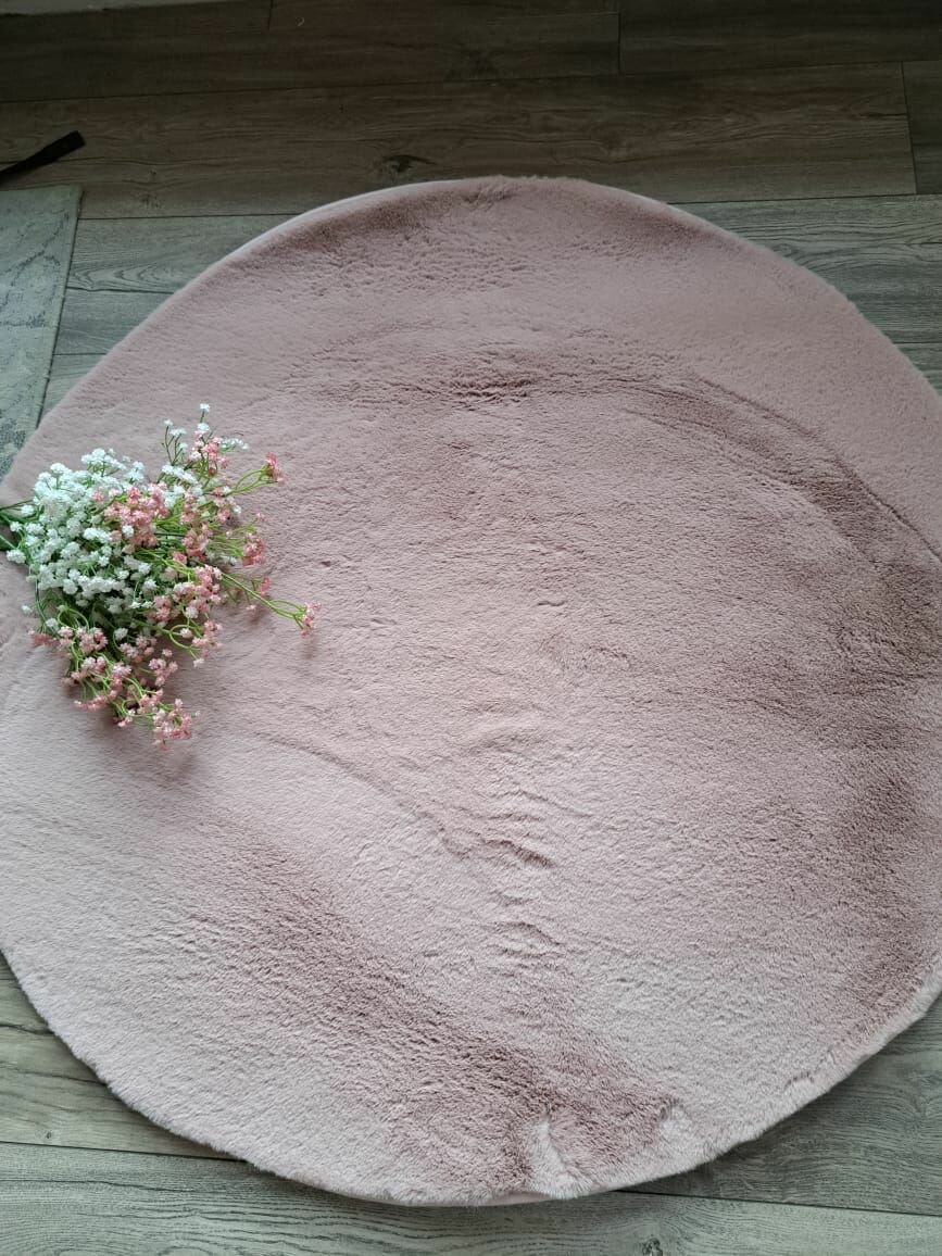 Меховой ковер "Кролик", круглый, из полиэстера, 1.2м, высота ворса 30мм