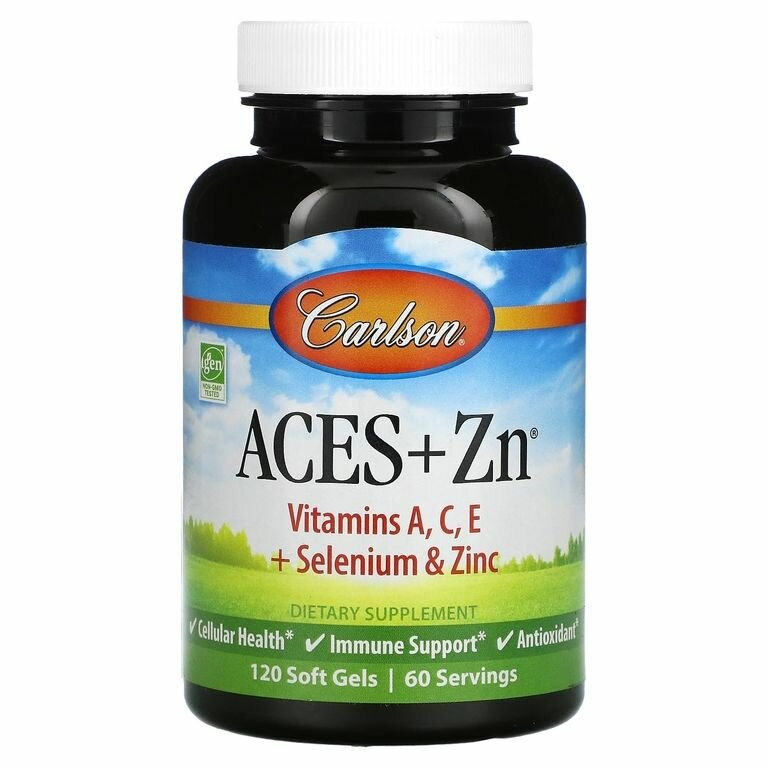Carlson ACES+Zn, Витамины А, С, Е + селен и цинк, 120 капсул
