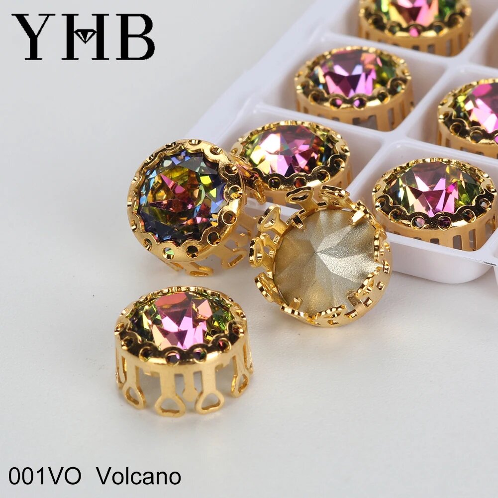 Стразы YHB стеклянные кристаллы AB лунный свет 36Pcs 6MM, 001VO Volcano