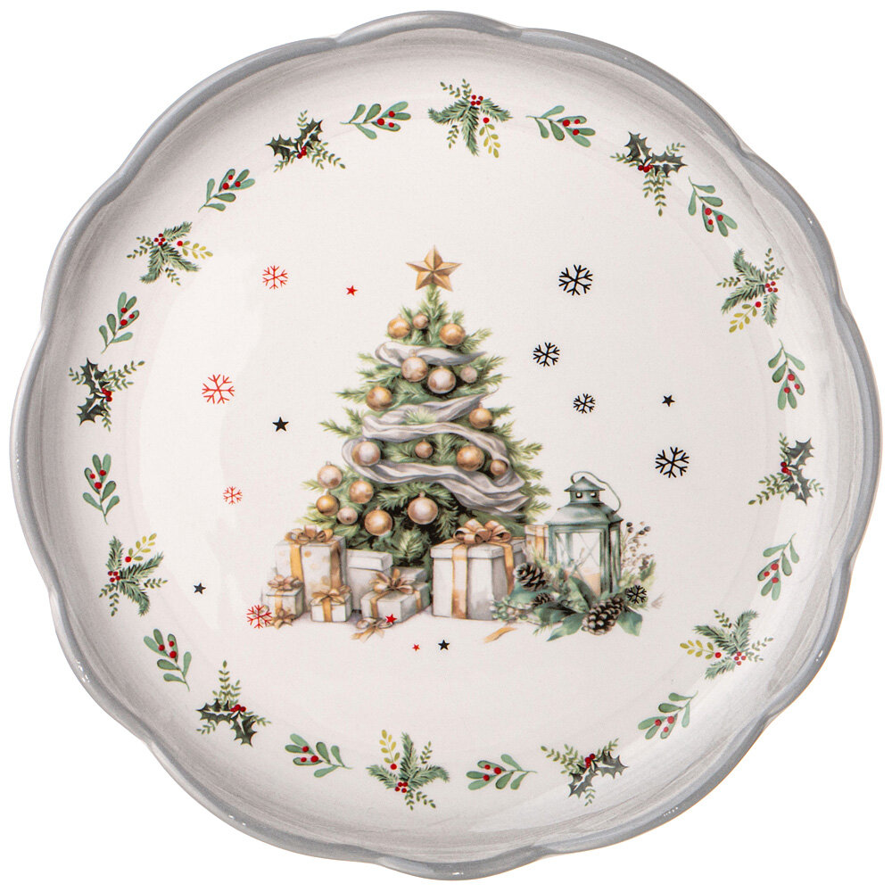 Тарелка Арти М "С Новым Годом", обеденная, керамика, доломит