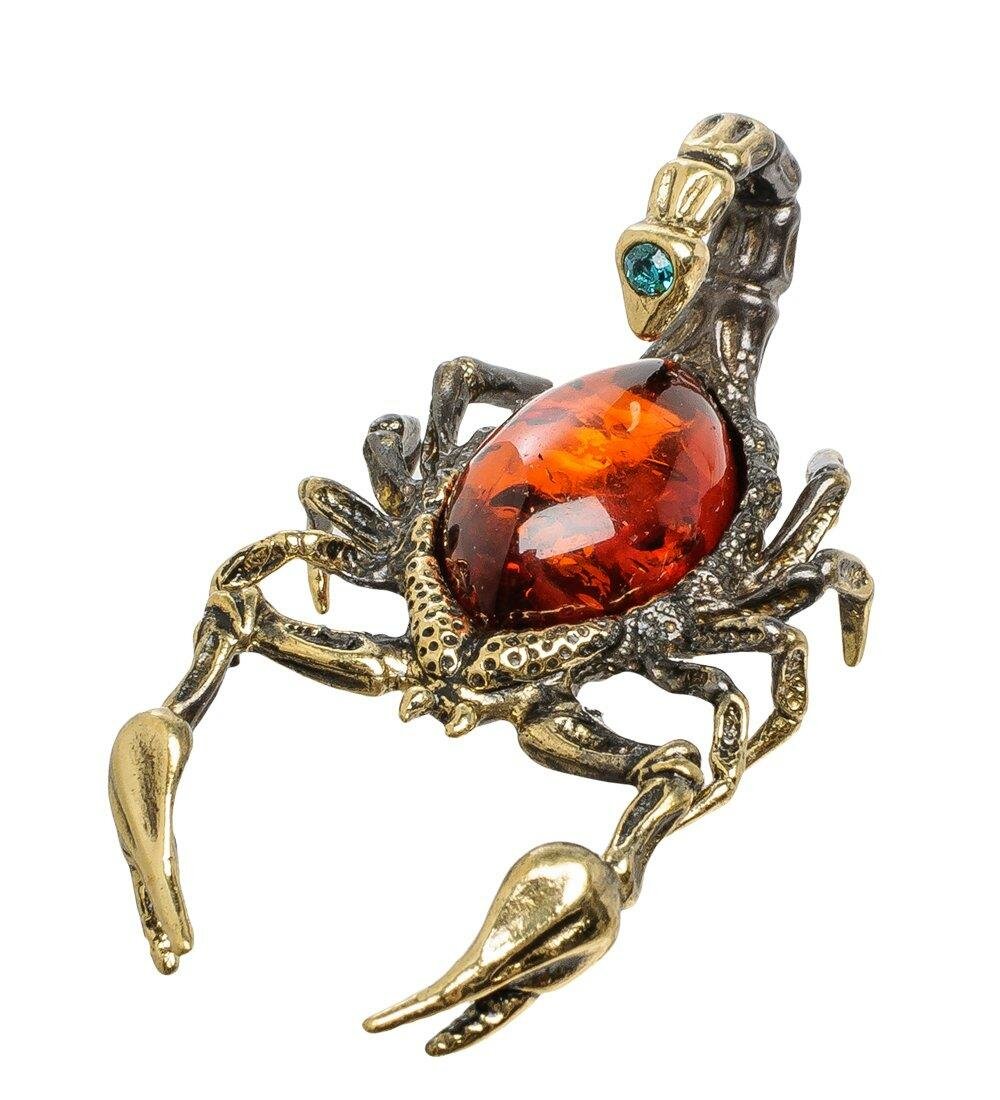 Фигурка "Скорпион" (латунь, янтарь) A2101711 Народные промыслы, Латунь, янтарь