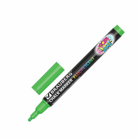 Маркер меловой "POP-ART" зеленый, 3,5 мм, сухостираемый, для гладких поверхностей, BRAUBERG, 151524
