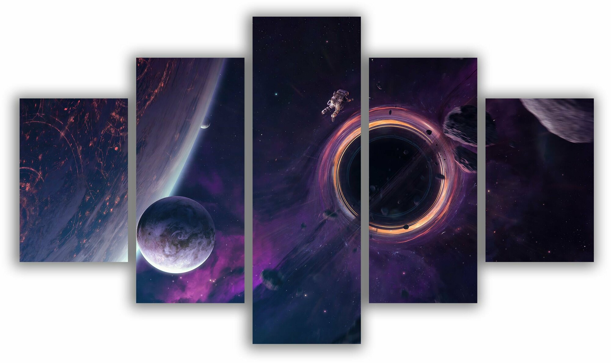 Модудульная картина космонавт 140х80