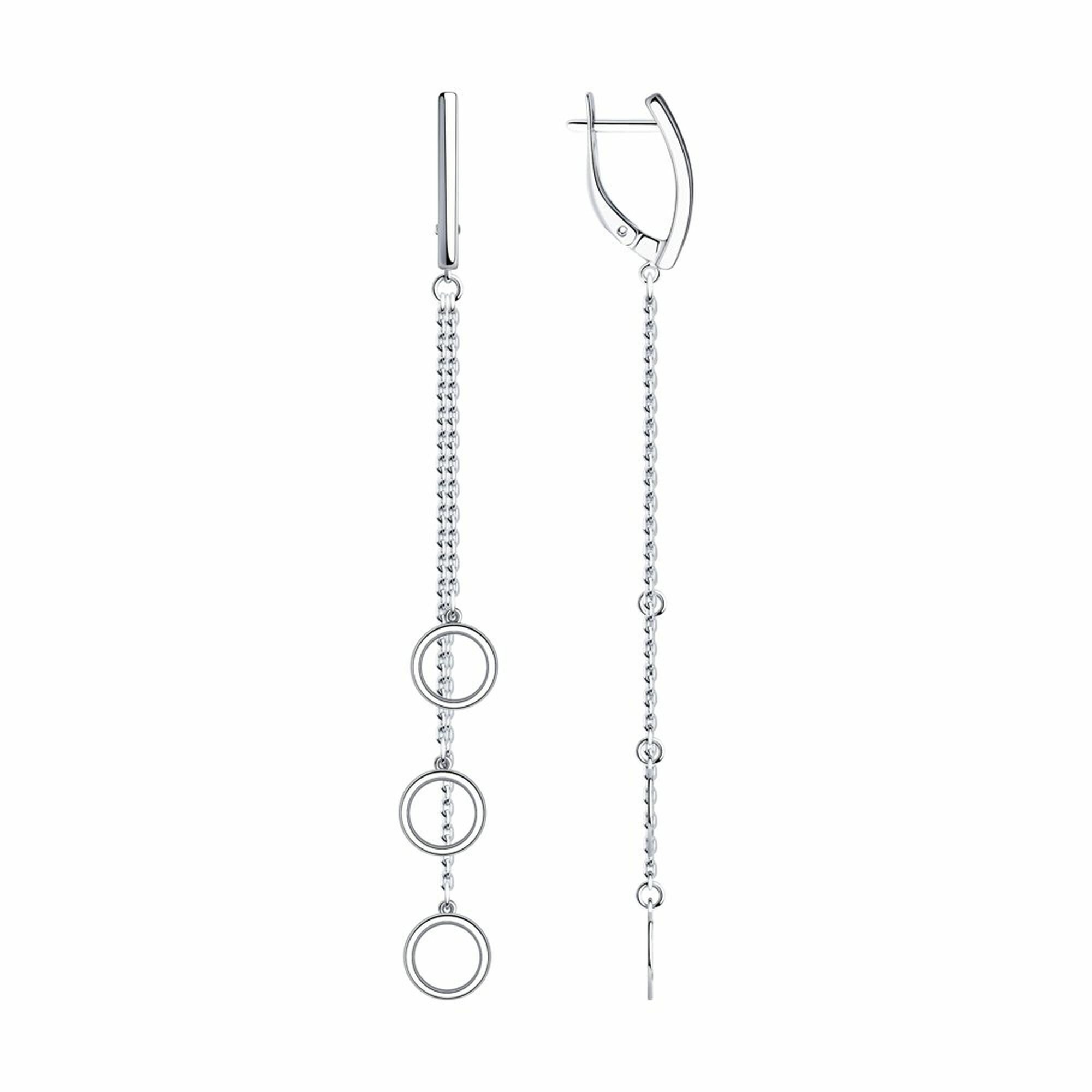 Серьги, серебро, 925 проба, родирование