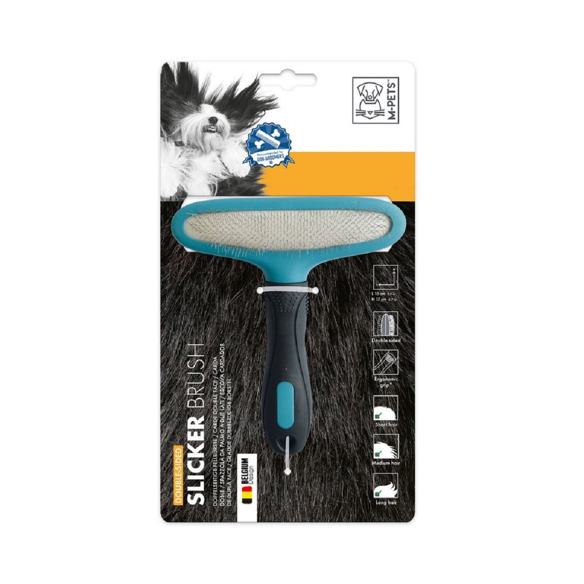 M-PETS Двусторонняя щетка-сликер пуходерка, 15*17 см