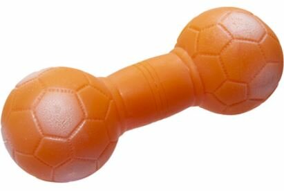 Yami-Yami Игрушка для собак "Гантель футбольная малая", оранжевая, 14см, резина