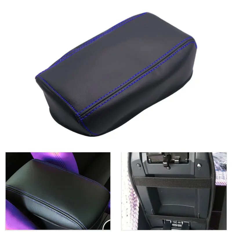 Чехол для подлокотника с центральным управлением для стайлинга автомобиля, кожаный чехол черного цвета из микрофибры с синей строчкой для Toyota Rav4 RAV 4 2006-2012