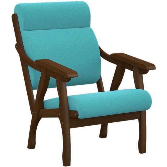 Кресло Мебелик Вега 10 ткань бирюза, каркас орех