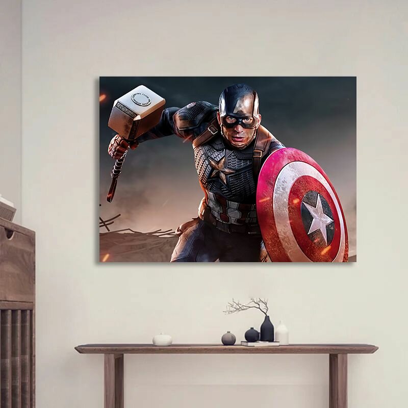Картина "Капитан Америка", поп-арт, холст, на подрамнике, 20x30 см