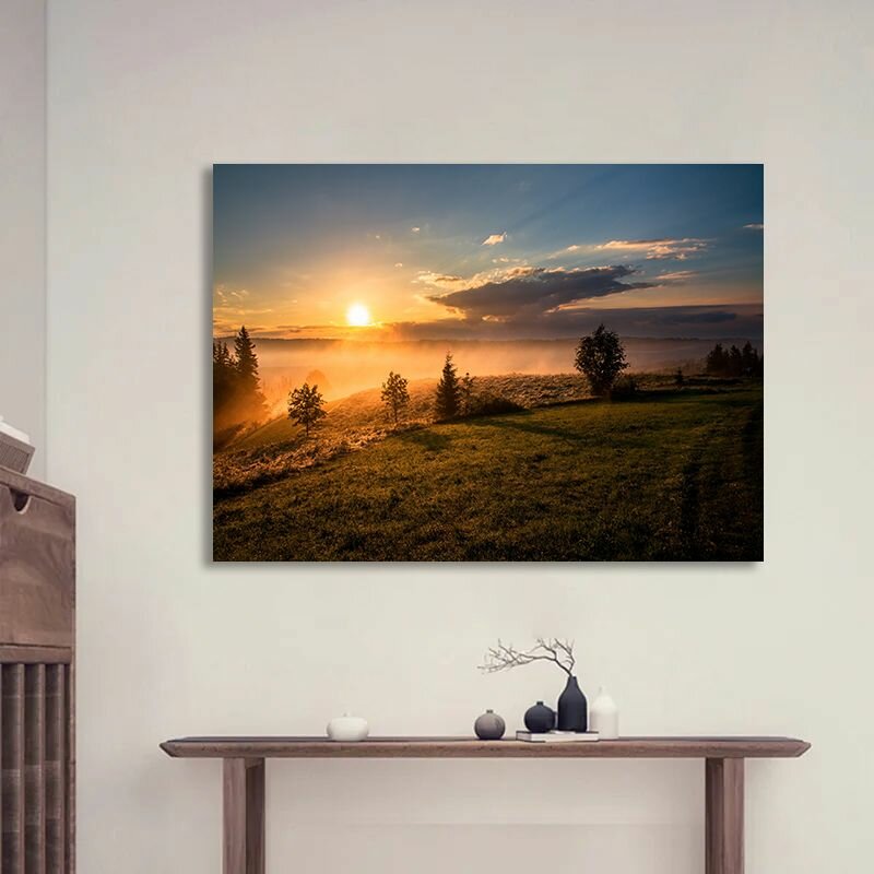 Картина "Русский пейзаж", 30x40 см, на подрамнике, в раме из дерева