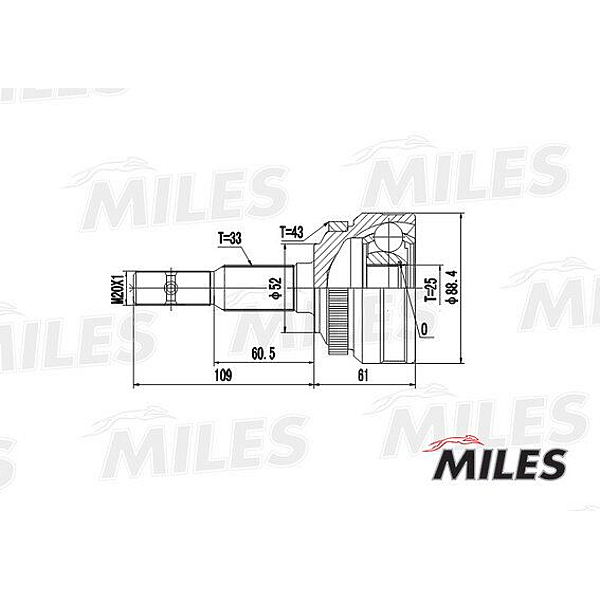 MILES ga20367 (GA20367) шрус Opel (Опель) vectra / calibra 1.6-2.0 87-98 нар.(abs)