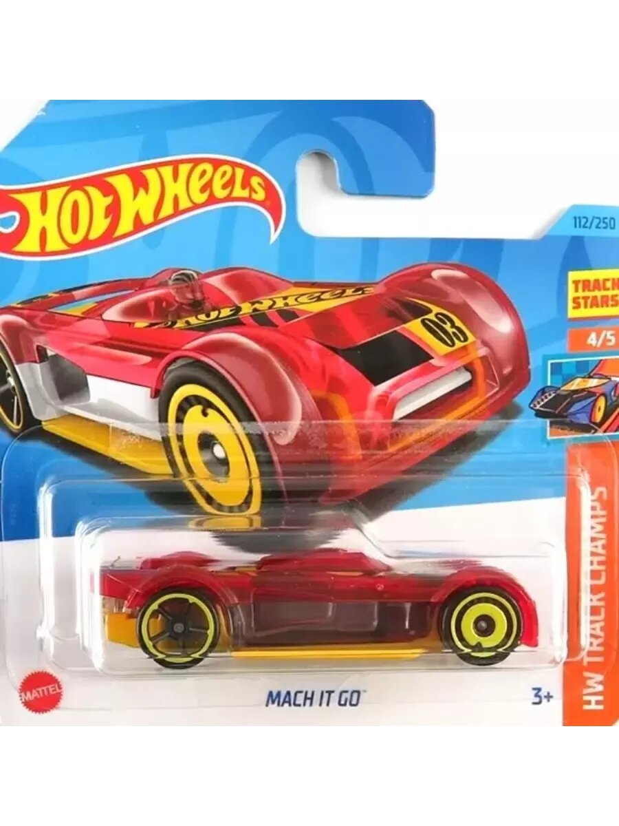 HKK40 Машинка игрушка Hot Wheels металлическая коллекционная Mach it go красный; желтый