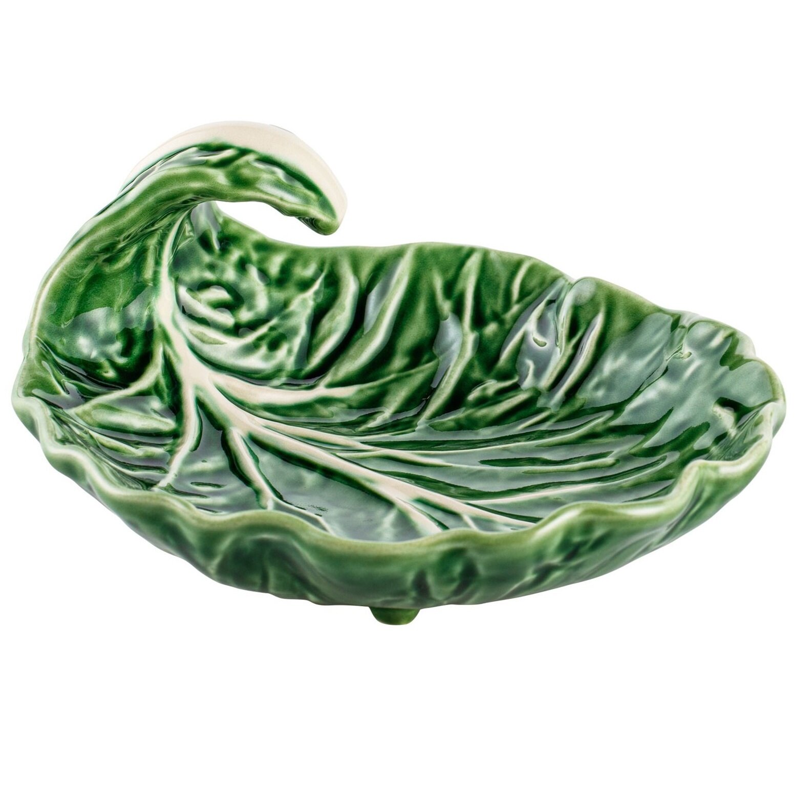 Блюдо глубокое на ножках Bordallo Pinheiro Cabbage Medium Leaf with Curvuture 65000596