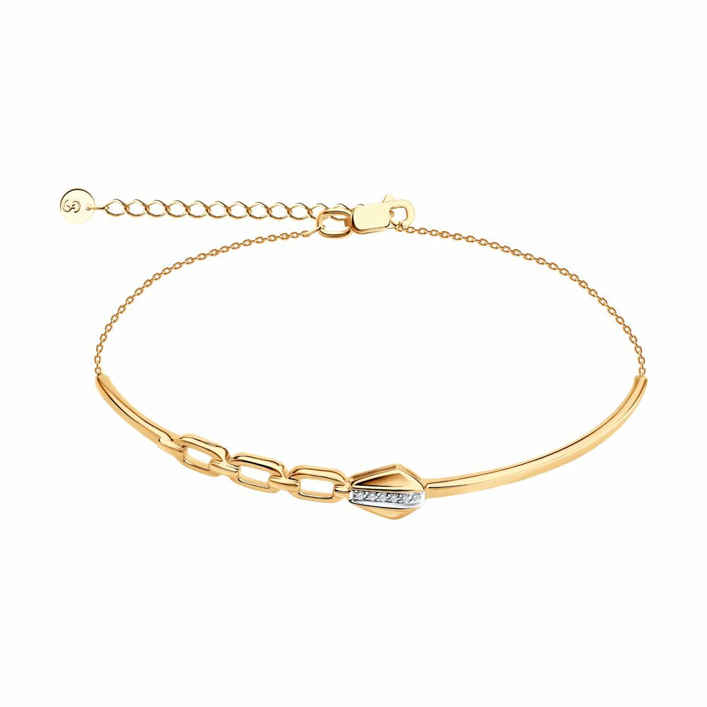 Браслет, красное золото, 585 проба, бриллиант