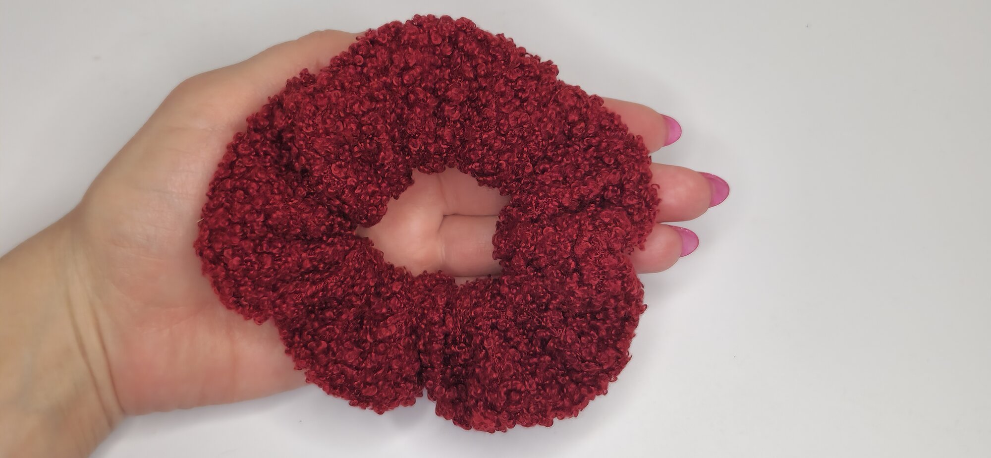 Резинка для волос "Букле", бордовая, текстиль, 11см