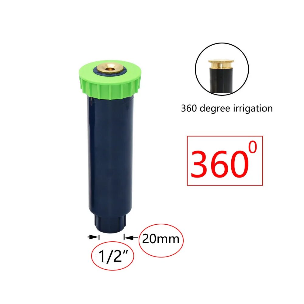Всплывающий спринклер 360°, зеленый, 20 мм, 1/2"