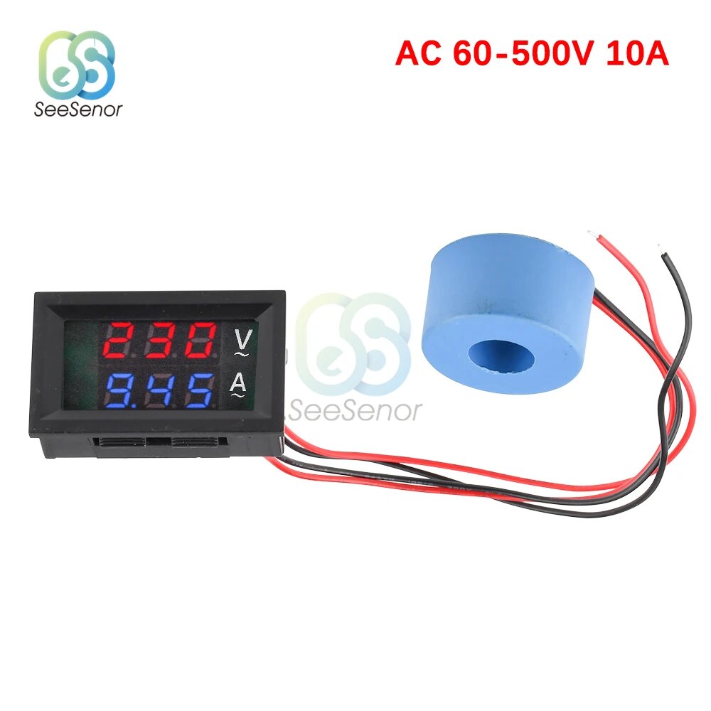 Вольтметр-амперметр цифровой AC 60-500V 10A