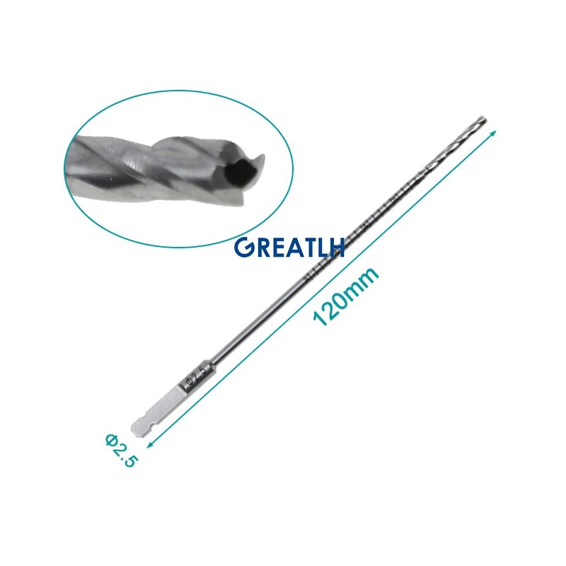GREATLH сверла AO из нержавеющей стали для кости hollow 2.5x120mm