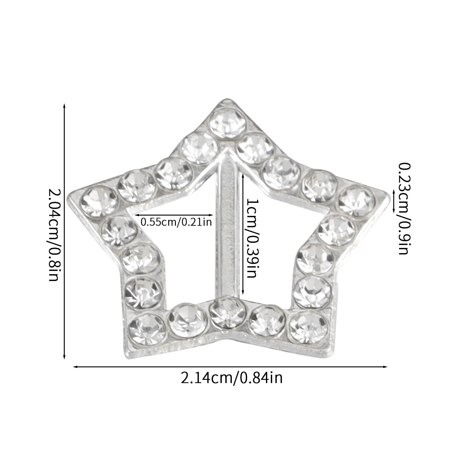 10 шт./партия, серебряные металлические пряжки со стразами