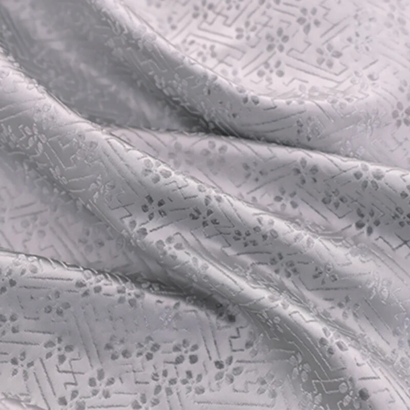 Парчовая атласная ткань с рисунком для пошива Silver gray fabric