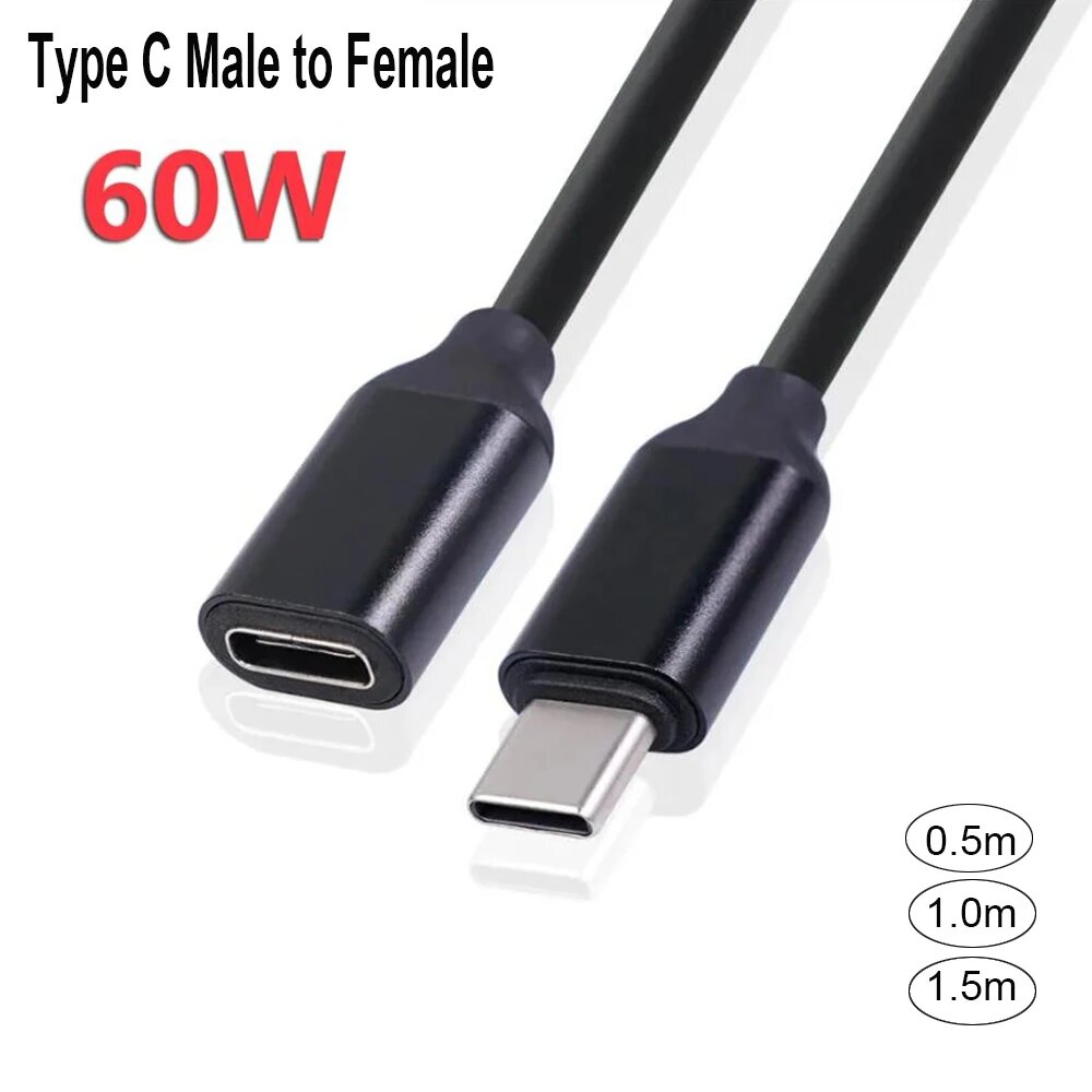 USB C Type-c удлинитель 60 Вт 0.5M