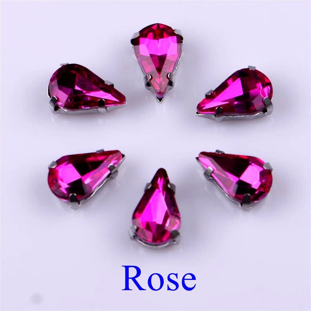 Стразы каплевидные розовые 8x13mm Rose 20шт
