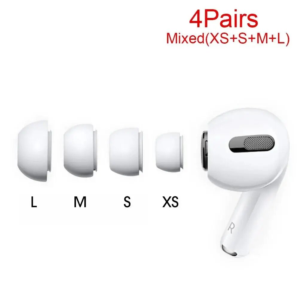 Силиконовые амбушюры для AirPods Pro, 4шт, White-Mixed Size