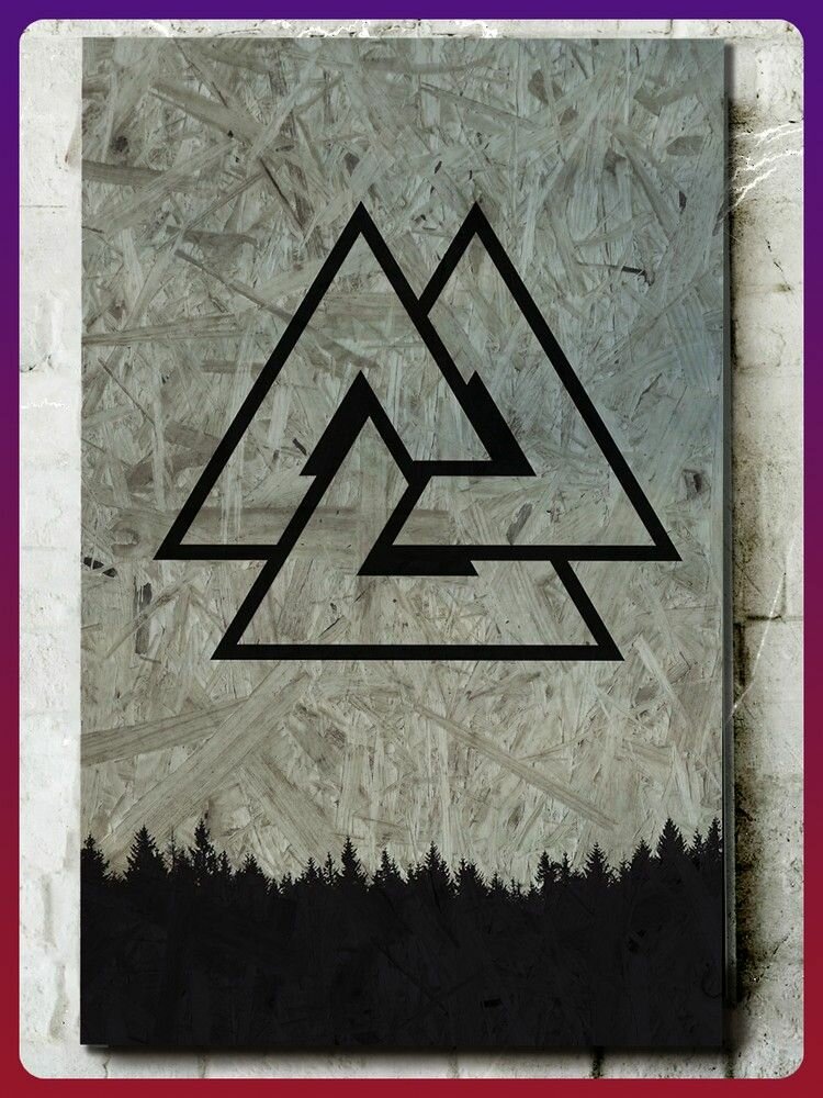 Картина интерьерная на рельефной доске Разное Мифология (Валькнут, Скандинавия, язычество, викинги, Один) - 62412221