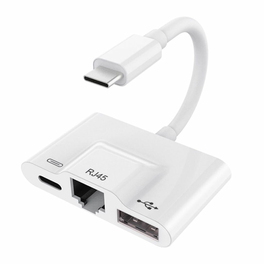 Адаптер USBC-Ethernet Адаптер USBC-RJ45 OTG для Ethernet-адаптера Thunderbolt Порт зарядного устройства 60 Вт 10/100 Мбит/с Ethernet