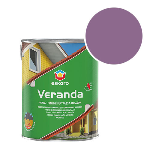Краска фасадная по дереву Eskaro Veranda масляно-акриловая RAL 4001 (Красно-сиреневый - Red lilac) 0,9 л