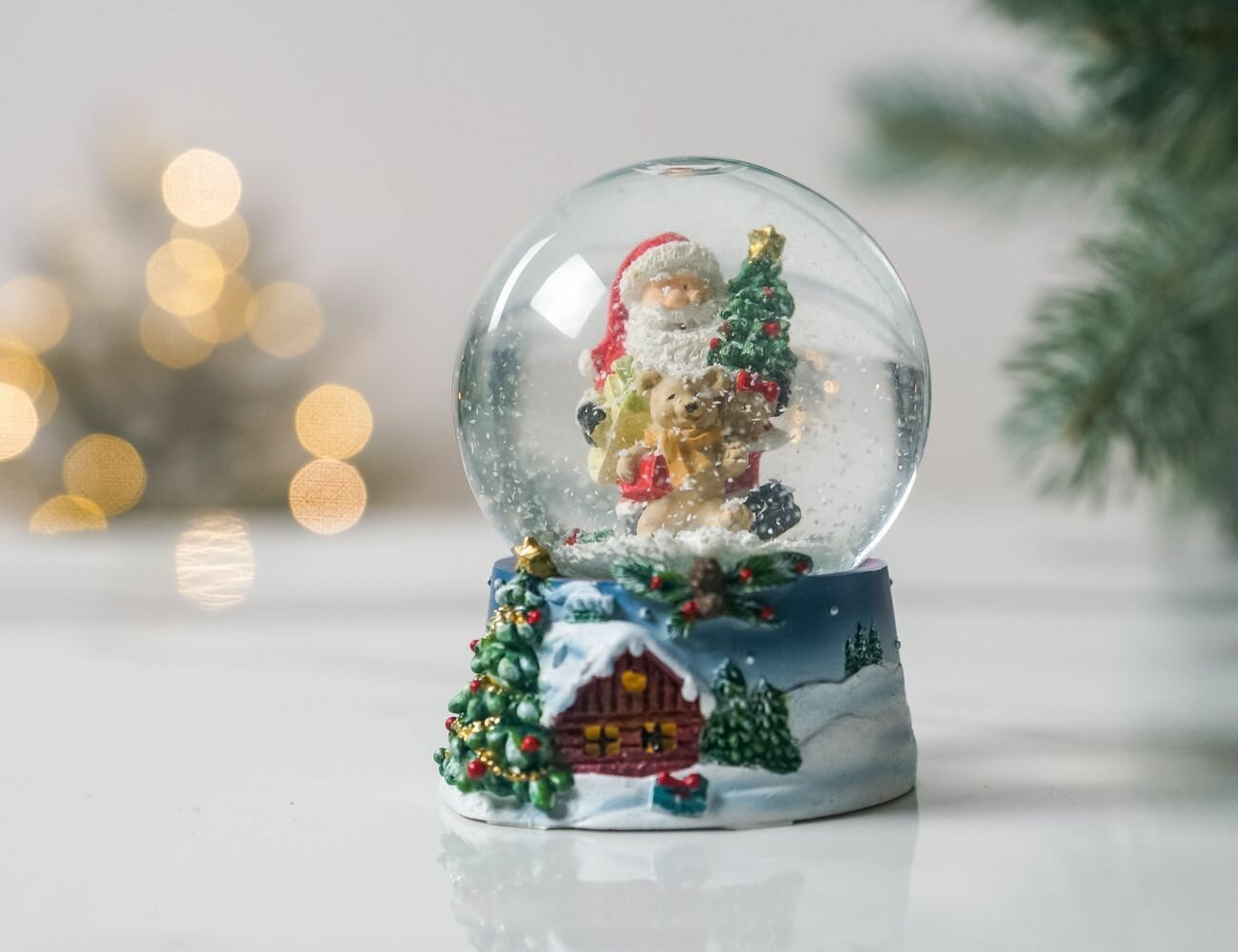 Снежный шар санта С милым тэдди, стекло, полистоун, 9 см, Sigro 50-1865-2