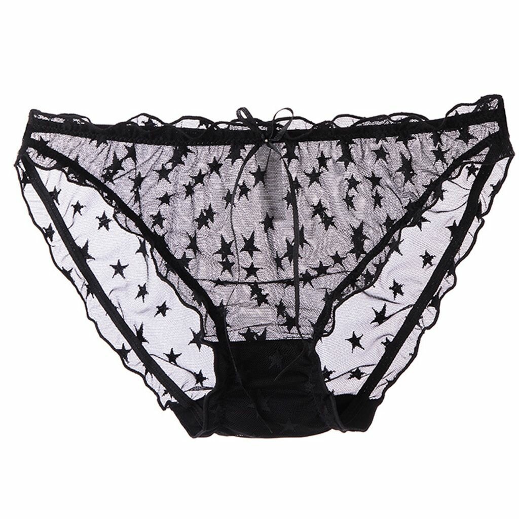 Женские прозрачные кружевные трусики с рюшами и бантиками