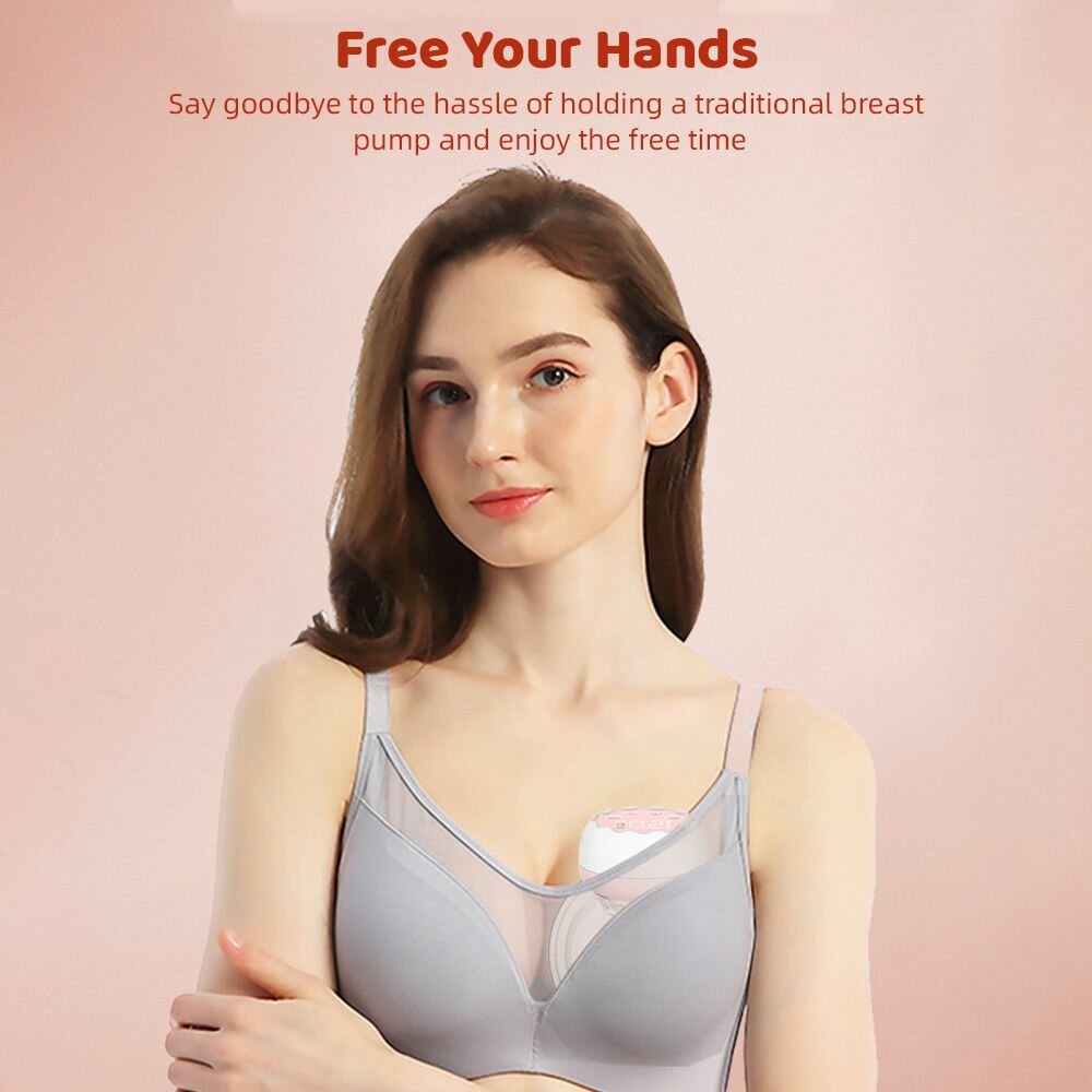 Носимый электрический молокоотсос с функцией hands-free, 4 режима, 12 уровней сосания, встроенный аккумулятор, 180 мл сборник молока