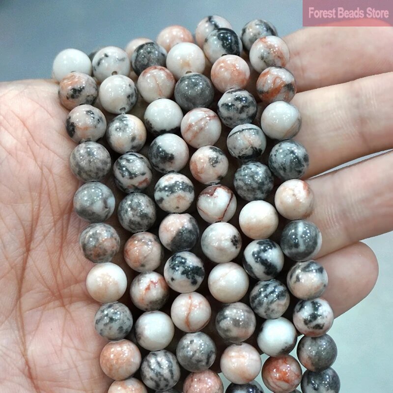 Бусины синего тигрового глаза JIOWEF 8mm-about 46pcs, Pink Zebra Jaspers