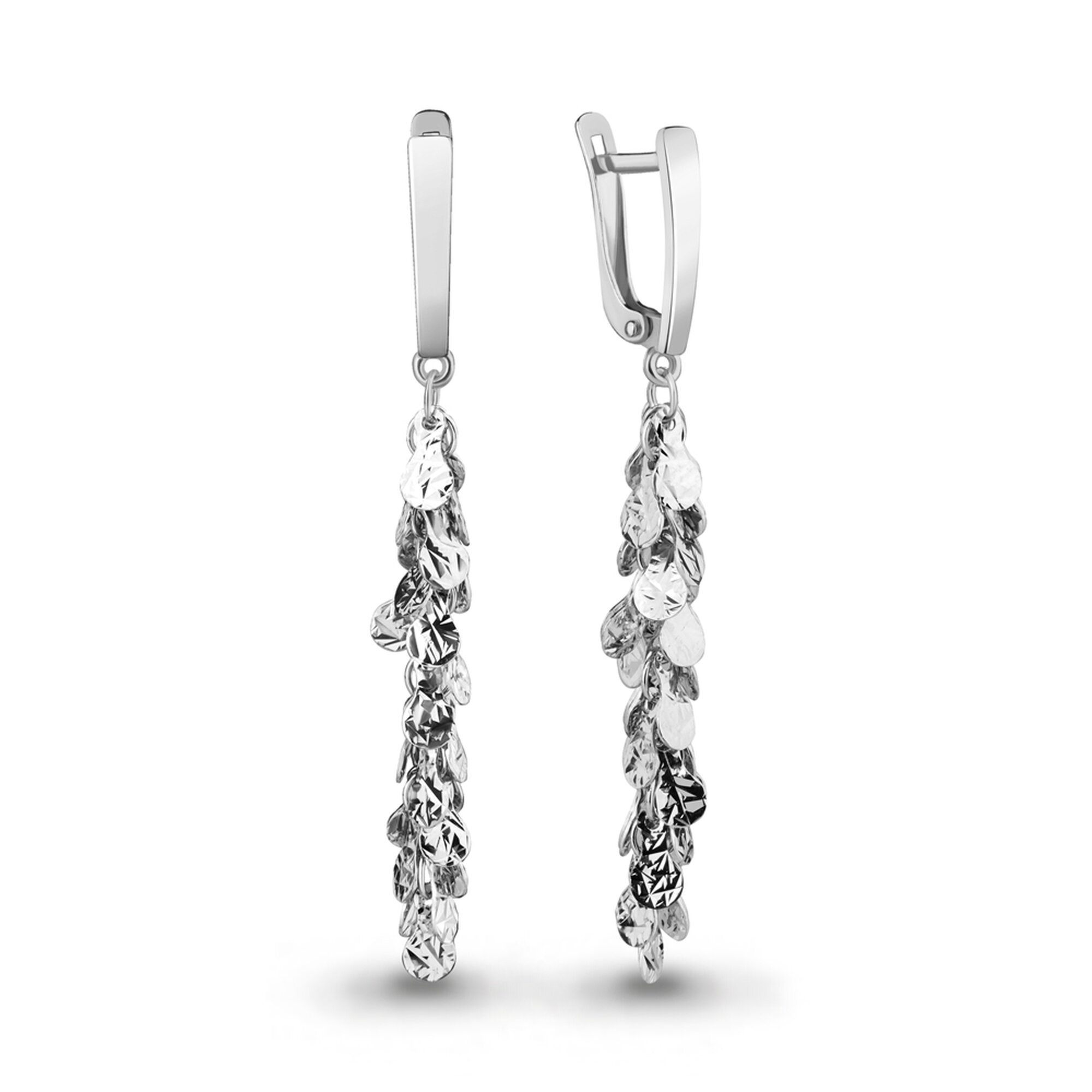 Серьги, серебро, 925 проба, родирование