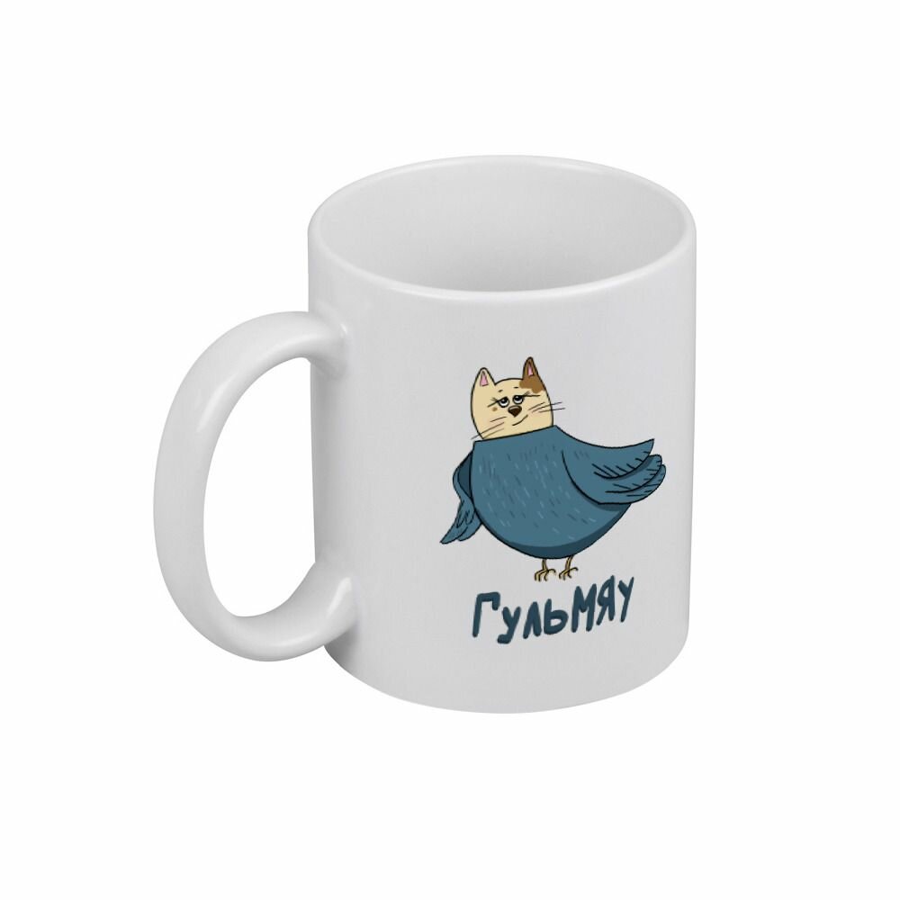 Кружка Кот голубь шпион цвет белый