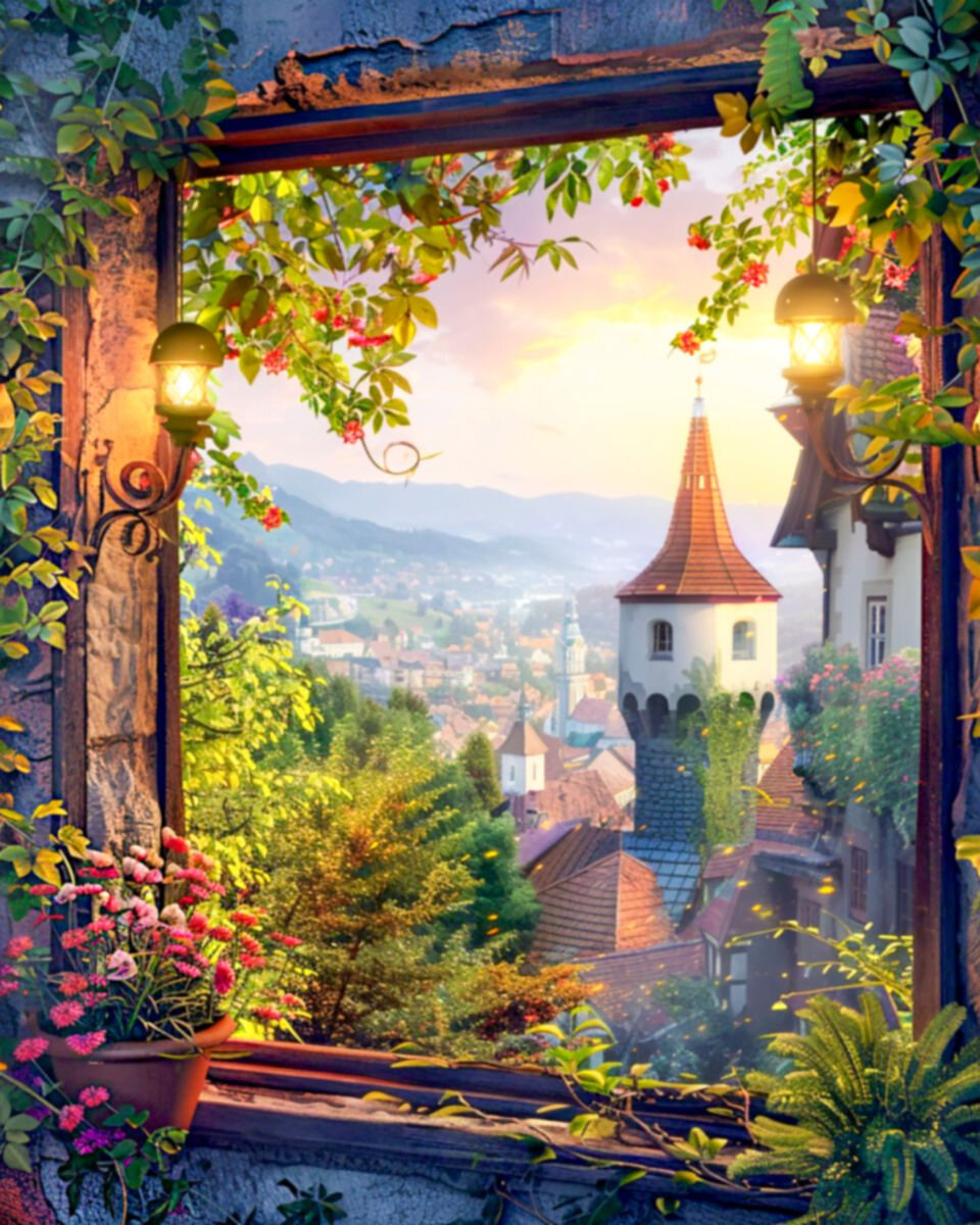 Картина по номерам Италия с окна 40х50