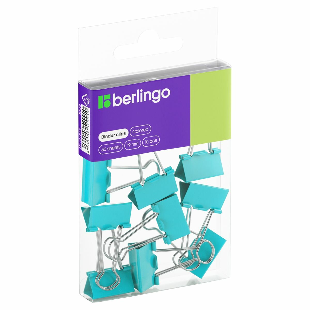 Зажимы 19мм, голубые, 10 штук в упаковке, с европодвесом