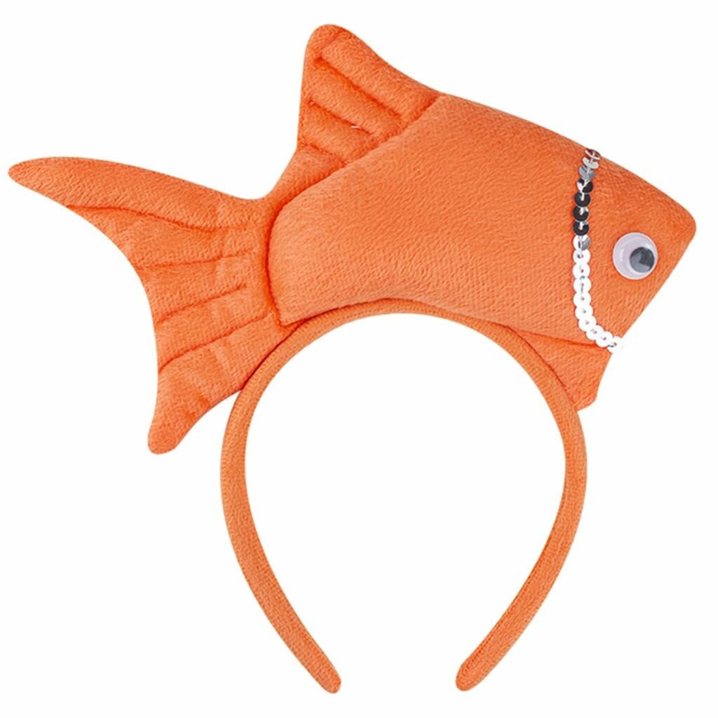 Набор для повязки на голову с изображением морской рыбки -объемная оранжевая золотая рыбка